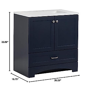Spring Mill Cabinets Emlyn Bathroom Vanity with Sink, Deep Blue