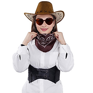 choyaxo Western Cowboy Costume Set Including Cowgirl Hat Heart Shaped Sunglasses and Bandana for Halloween，