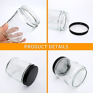 Encheng 8 OZ Glass Jars with Metal Lids,Clear Round Empty Candle Jars with Airtight Lids,Small Mason Canning Jars for Food,Candle,Honey,Candy,30 Pack.