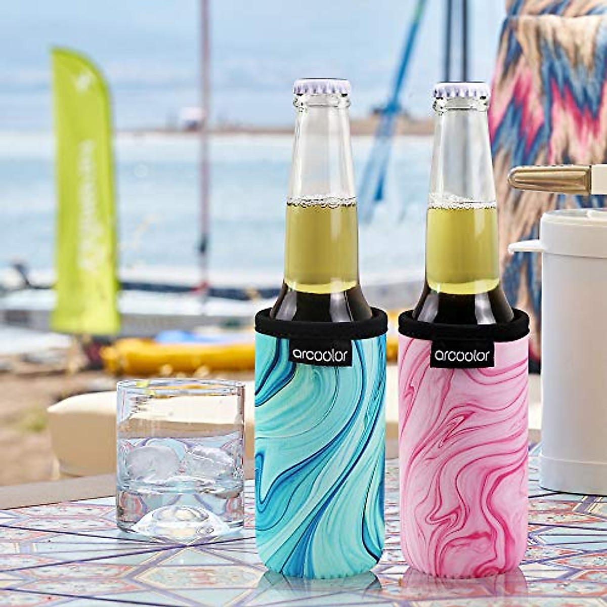 Arcoolor Neoprene Slim Beer Can Cooler for White Claw Turly Sleeves Beer Cooler Bags for 12oz Skinny Energy Drink & Beer