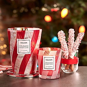 Voluspa Crushed Candy Cane Candle | Classic Boxed Candle | 6.5 Ounces | 40 Hour Burn Time | All Natural Wicks and Coconut Wax for Clean Burning | Vegan | Non-Toxic