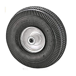 Rocky Mountain Goods Replacement Tire 4.10/3.50-4” - Tire for Hand Truck, Cart, Dolly, Gorilla Cart - 2.25” Offset Hub with Pneumatic 5/8” Ball Bearing - Sawtooth Tread - 400 lb. Load Capacity