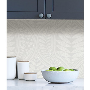Scott Living Grey Foliate Peel & Stick Wallpaper