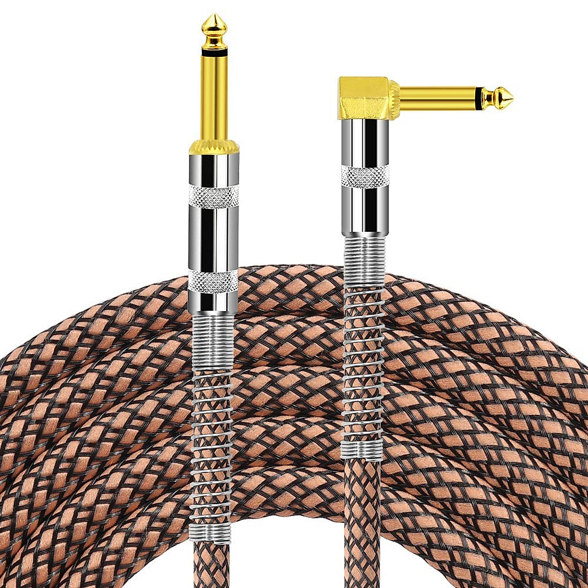 Disino Guitar Cable,1/4 Inch TS Right Angle to Straight Guitar Instrument Cord for Electric Guitar,Bass Guitar, Pro Audio - 6 Feet,Yellow