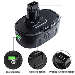 DTK 2Pack 6.5Ah Lithium-Ion Battery Replacement for Dewalt 18V XRP Ni-Cad DC9096 DC9098 DC9099 DE9039 DE9095 DE9096 DE9098 DW9095 DW9096 DW9098 DE9503