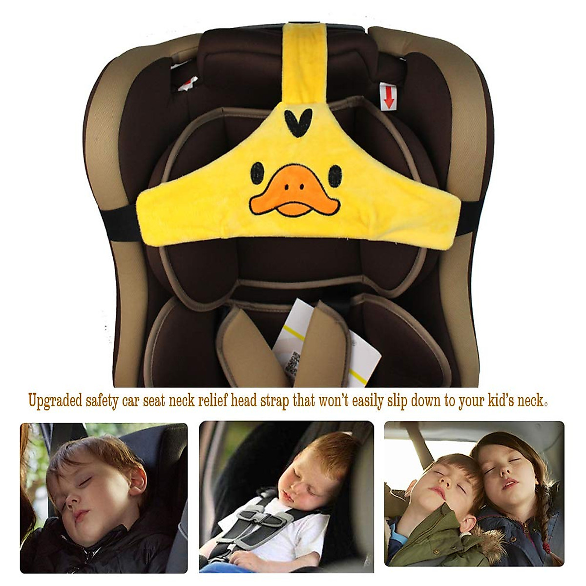 Baby Carseat Head Support Car Seat Head Band Strap Headrest Stroller Car Seat Sleeping Head Support for Toddler Child Children Kids Infant (Yellow)
