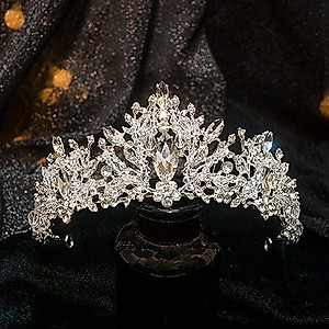 RUOKFZIYAN Silver Crown for Women and Birthday Tiara Crystal Queen Crowns Rhinestone Princess Tiaras for Girl Bride Wedding Hair Accessories for Bridal Party Prom Halloween Cos.play dress Christmas