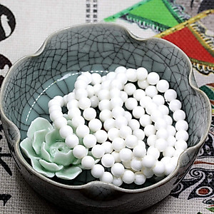 Angelstones Natural White Tridacna Shell Gemstone 8mm Round Beads Stretch Bracelet 7" Unisex