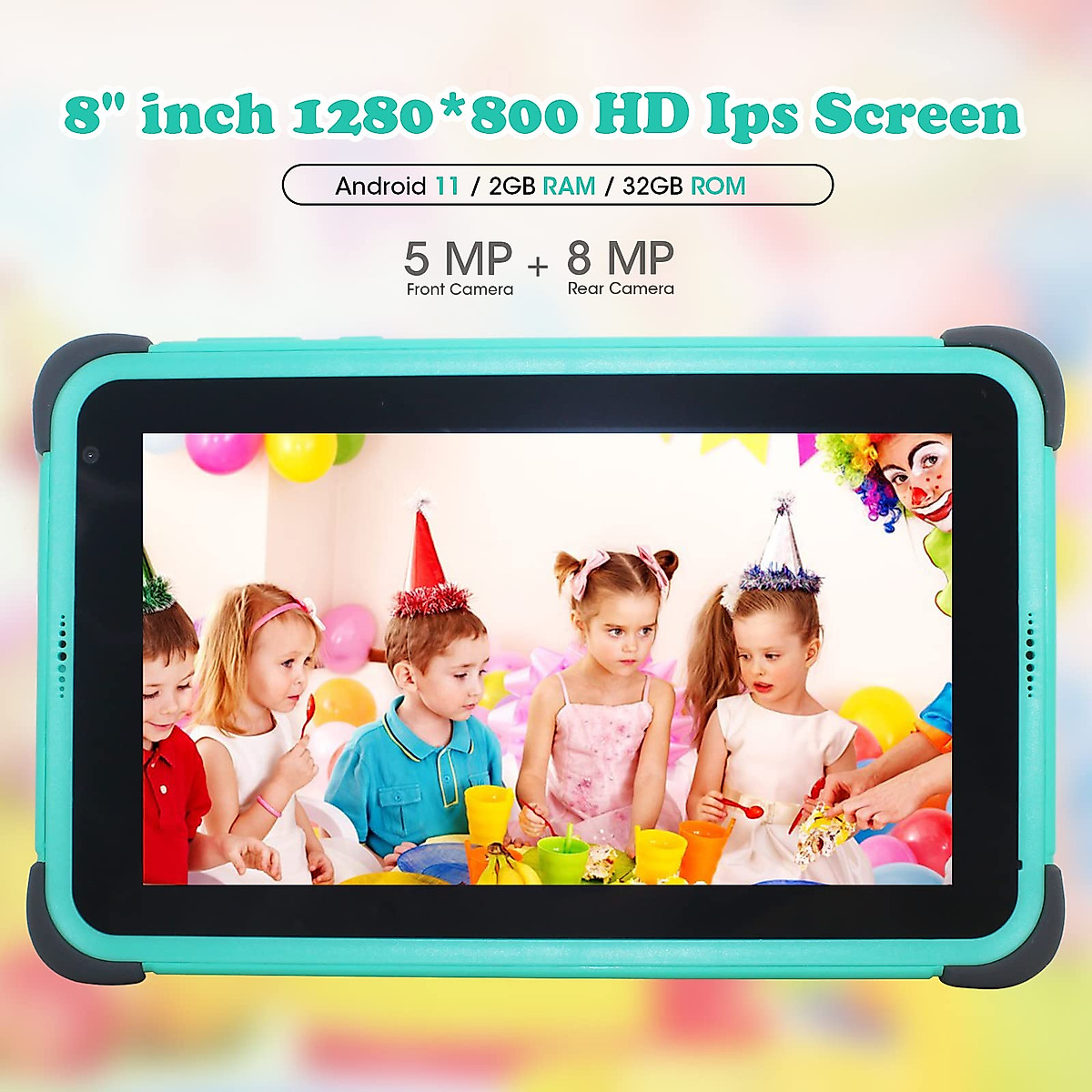 weelikeit Tablet for Kids 8", Android 11 Kids Tablet with AX WiFi6,Parental Control, Kids APP Installed, 4500 mAh, HD Display,2+32GB,Bluetooth, Google Play, Toddler Tablet with Stylus(Green)