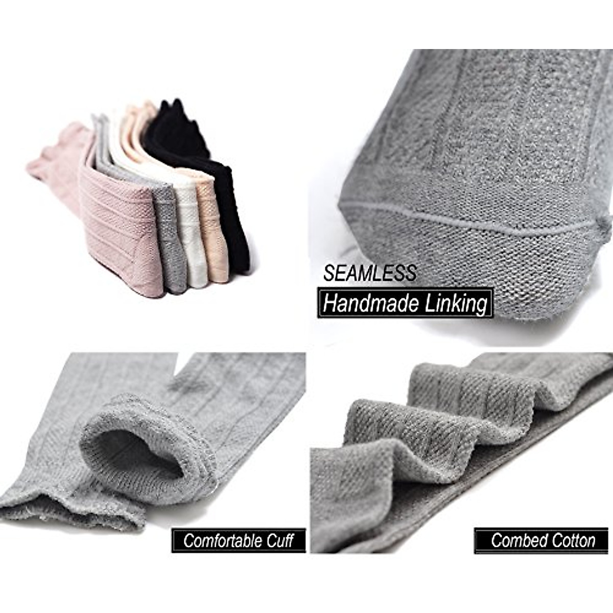 EPEIUS 5 Pair Pack Baby Girls Boys Uniform Knee High Socks Infants Baby Tube Ruffled Stockings for 1-6 Months,White/Black/Grey/Pink/Beige