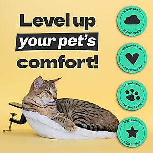 KOBUDDY | Cat Desk Bed - Soft Faux Fur Fabric, Steel Frame - Adjustable, Cat Shelf Bed for Indoor Cats - Perfect Cat Hammock for Your Desk – Supports up to 50lbs - Unique and Modern cat Furniture