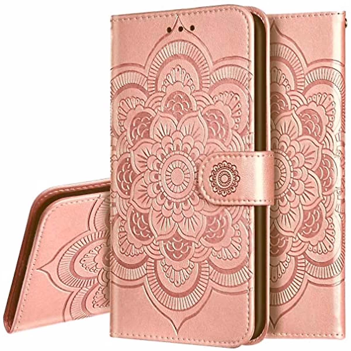 EMAXELER Xiaomi Redmi Note 9 Case Stylish Premium PU Leather Wallet Cover Magnetic Shockproof Flip Case with Kickstand Credit Cards Slot for Xiaomi Redmi Note 9 Sunflower Rose Gold LD