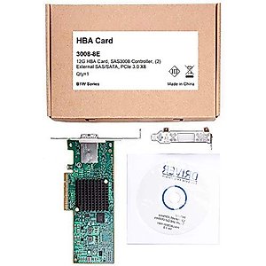 12G External PCI-E SAS/SATA HBA Controller Card, Broadcom's SAS 3008, Compatible for SAS 9300-8E