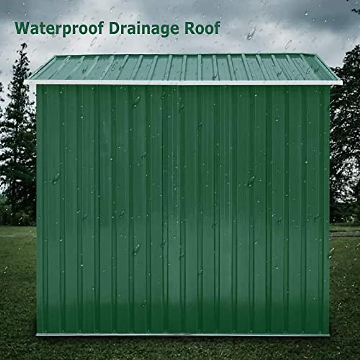 Arlopu 6 x 3.5 FT Outdoor Storage Shed, Metal Sheds with Sliding Doors and Vents, Waterproof Tool Storage Cabinet, Backyard Patio Lawn, for Bicycle, Garden Tool, Pet House, Utility Room (Dark Green)