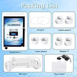 CHLORWORKS Saltwater Pool System Chlorine Generator - up to 40,000 Gallons