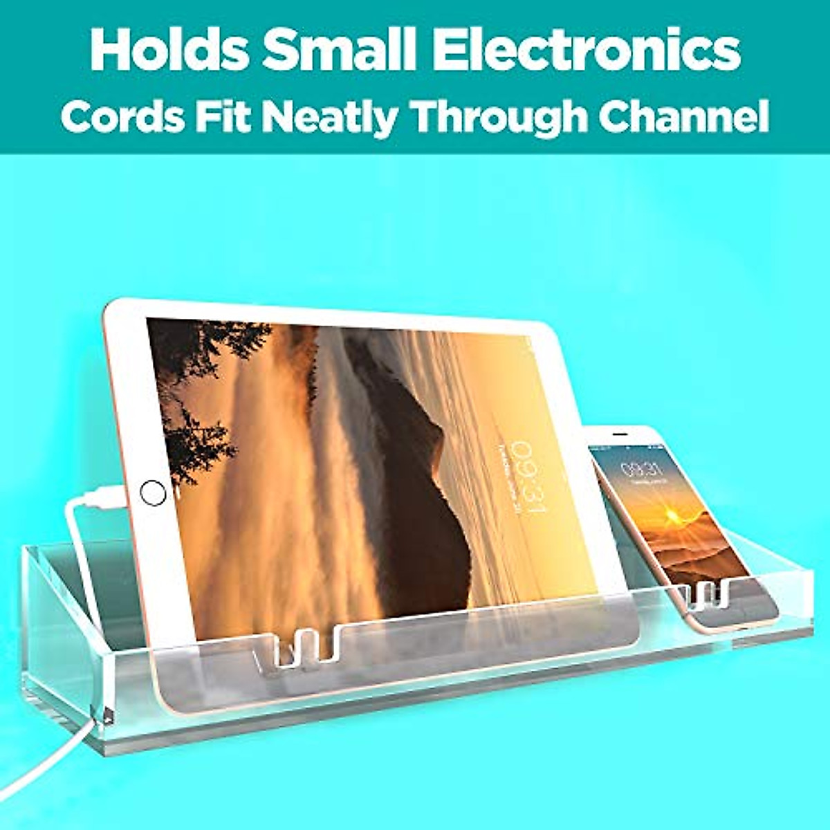 Vdomus Acrylic Bathroom Shelves 2-Pack, Wall Mounted Shower Shelve No Drilling Adhesive Thick Clear Storage & Display Shelves, Bathroom or Bedroom Organization (Upgraded)