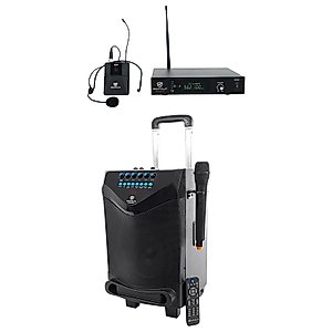 Rockville ROCKnGo 8" Rechargeable PA Speaker w/Bluetooth+Headset+Wireless Mic