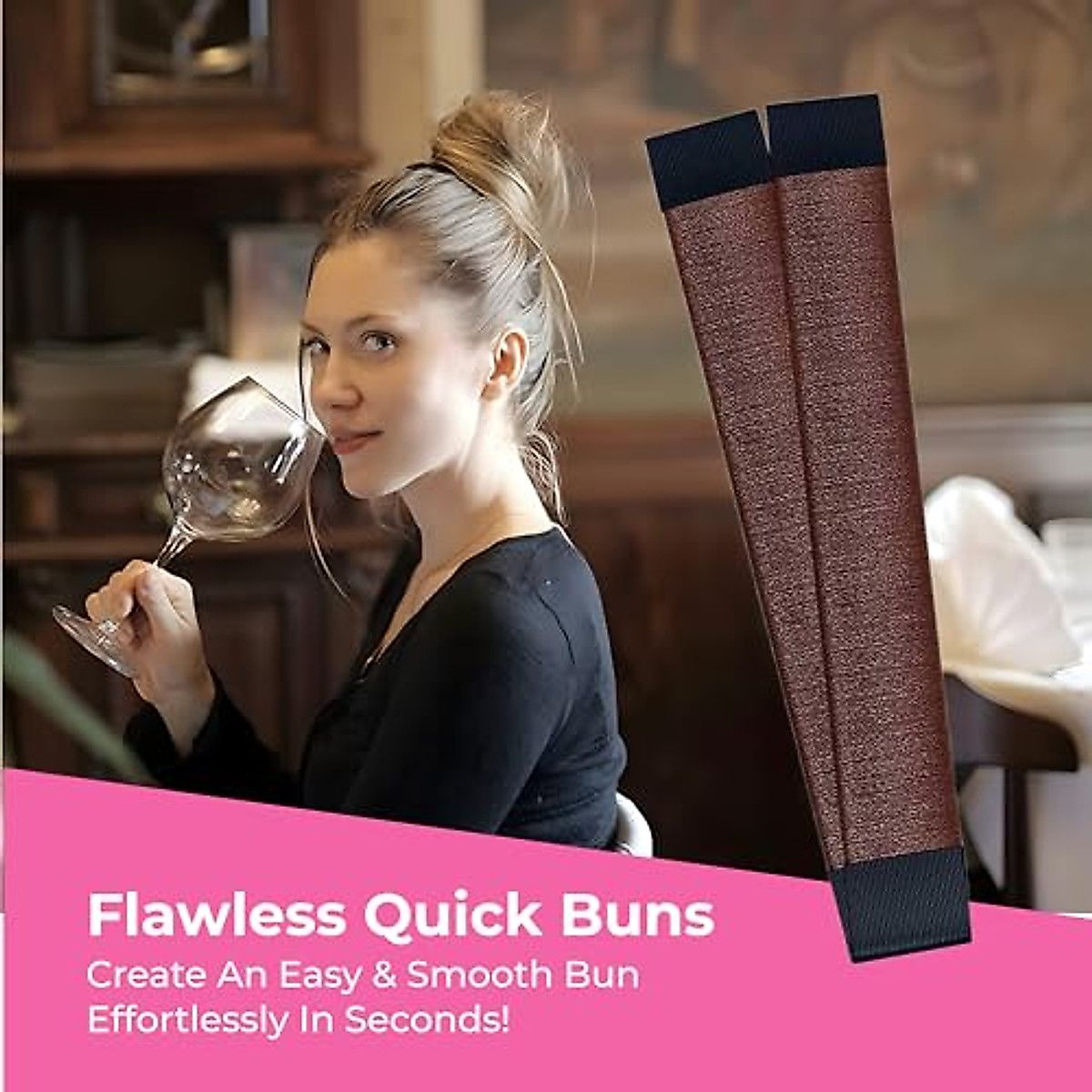 Hawwwy 3 Piece Hair Bun Maker - Easy Hair Bun Roller and Bun Donut for Quick Updos - Snap-and-Roll Bun Hair Tool - Perfect Bun Tool for Kids, French Twist, and Hair Updo Tool - 3 Pack Brown