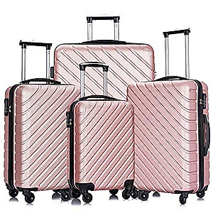 Apelila Fridtrip Carry On Luggage with Spinner Wheels Luggage Sets Travel Suitcase Hardshell Lightweight (Rose Gold, 4 PCS)