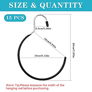 Aemygo Scarf Ring Hangers, 15 Pcs Non-Slip Belt Rack Tie Hanging Hooks Closet Accessories Scarf Organizer Storage Holders for Ties Scarves Belts Tank Tops Pashminas (Black)