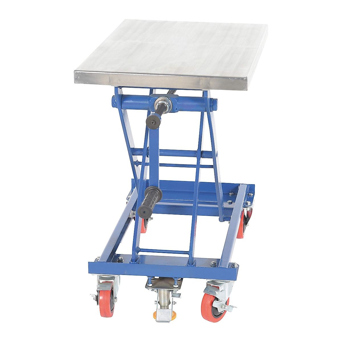 Vestil CART-330-M Steel Mechanical Scissor Cart with Hand Crank 18 in. x 28 in. 330 Lb. Capacity Blue/Silver