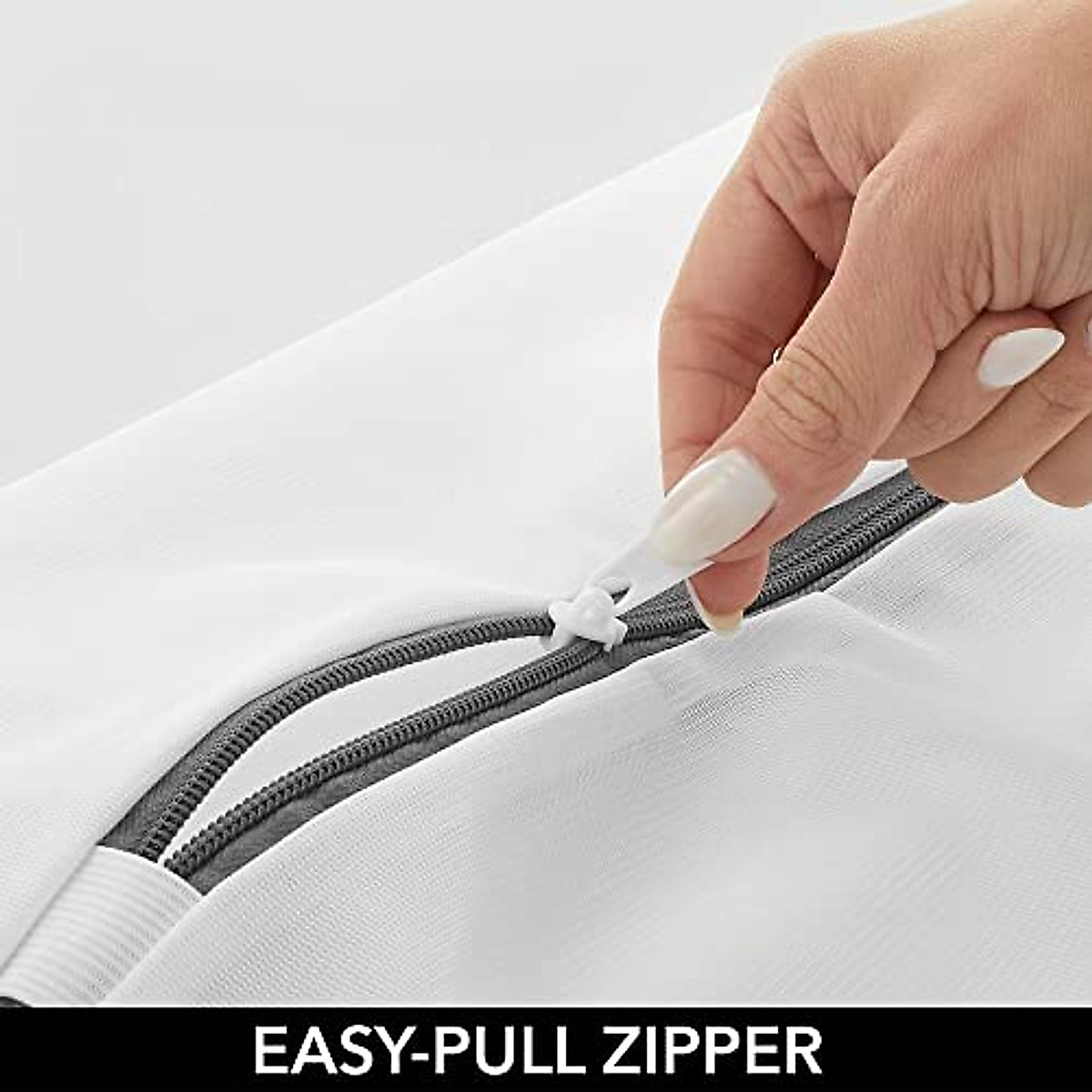 mDesign Medium Laundry Mesh Wash Bag - Fine Weave Fabric, Zipper Closure, Washing Machine, and Dryer Safe, Protect Lingerie, Delicates, Underwear, Bras, Leggings - Reusable - 2 Pack, 24" x 24" - White