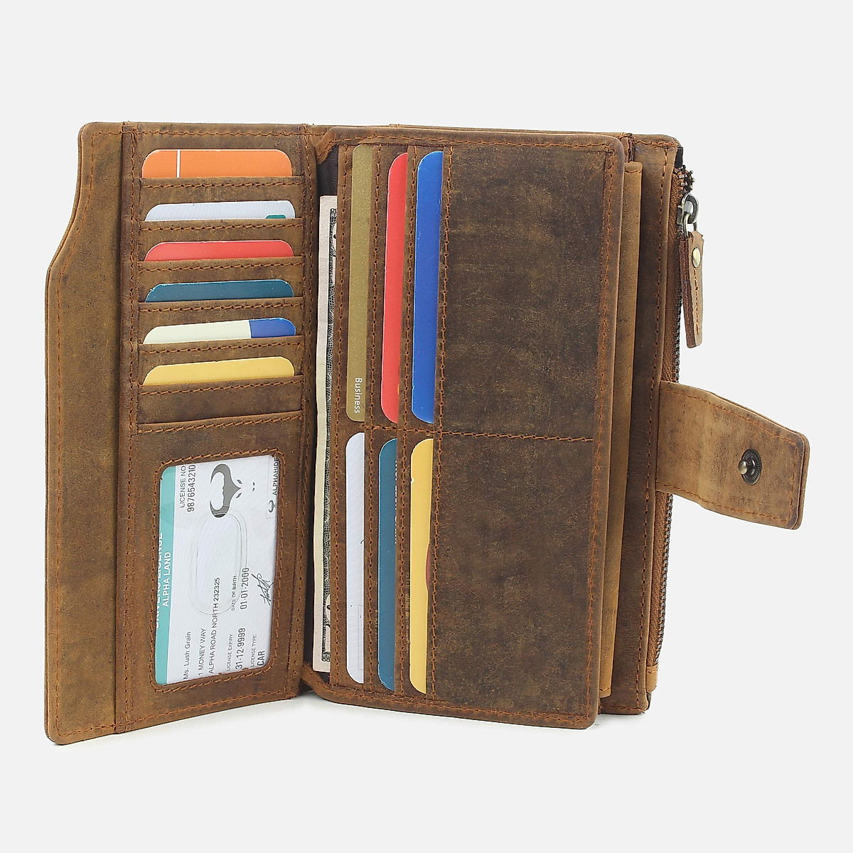 ALPHAHIDE Large Capacity Soft Genuine Leather Clutch for Women - RFID Blocking Ladies Wallet - Ladies Purse with Mobile Pouch - Multi Card Organizer with Coin Pocket - Gift Boxed