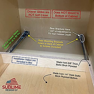 Sublime Design | Pull Out Tray | Baltic Birch Drawer for Kitchen Cabinets | Slide Out Shelves | Roll Out Cabinet Organizer (27" WIDE)