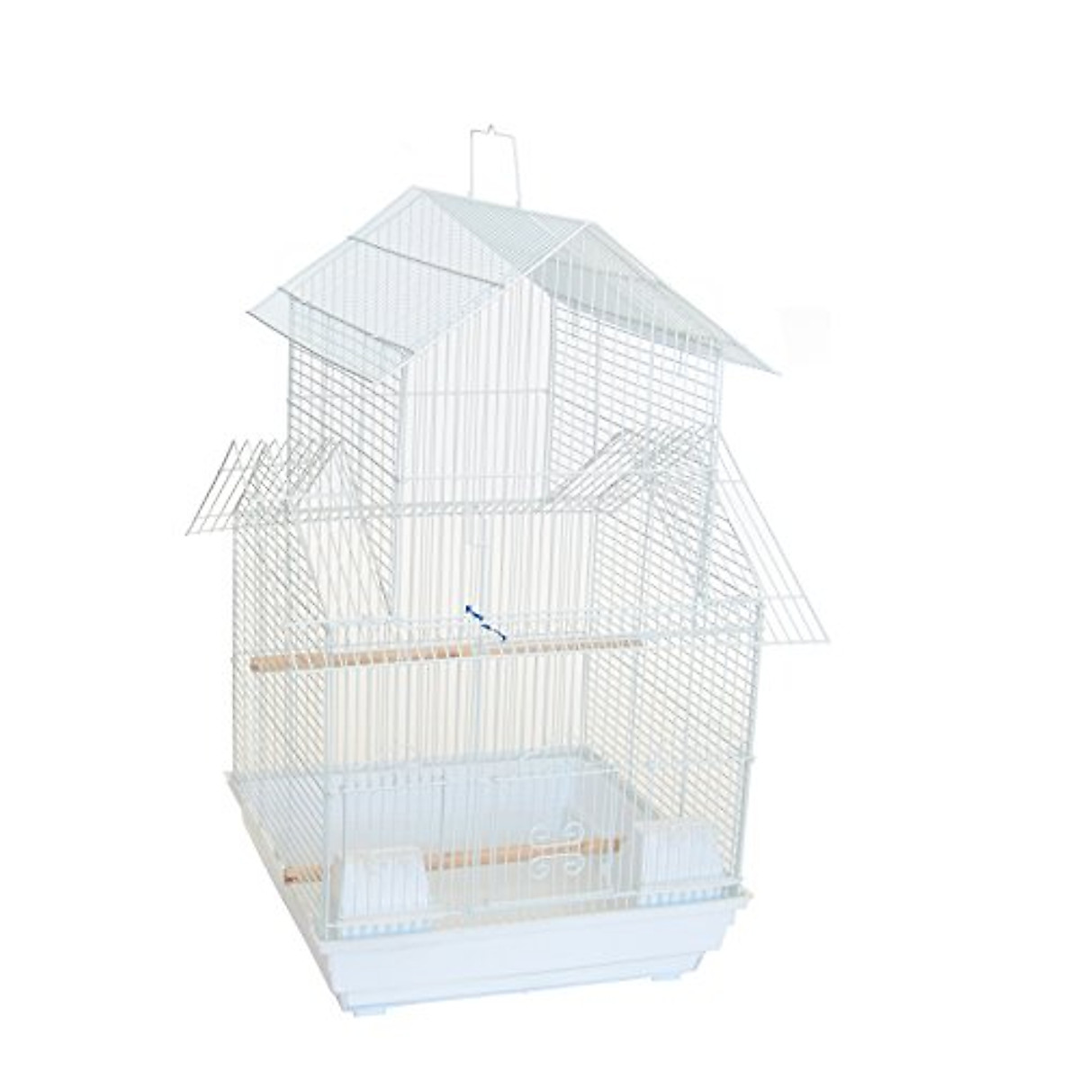 YML A5944 3/8" Bar Spacing Pagoda Small Bird Cage, White, 18" x 18"