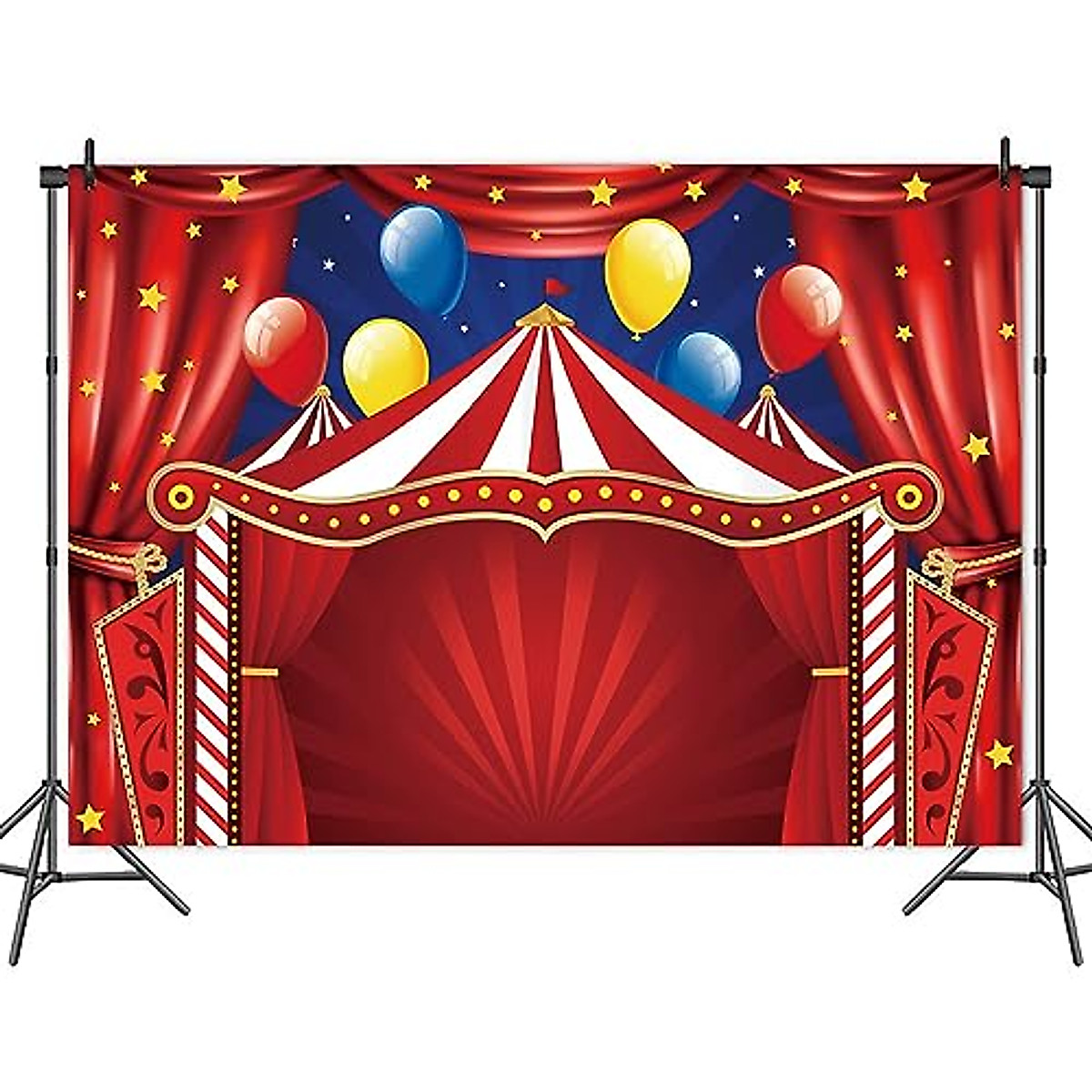 Carnival Theme Red Circus Tent Backdrop Big Top Circus Carnival Themed Birthday Party Photo Background Newborn Baby Shower Photography Photo Booths Banner Decorations Supplies 7x5ft