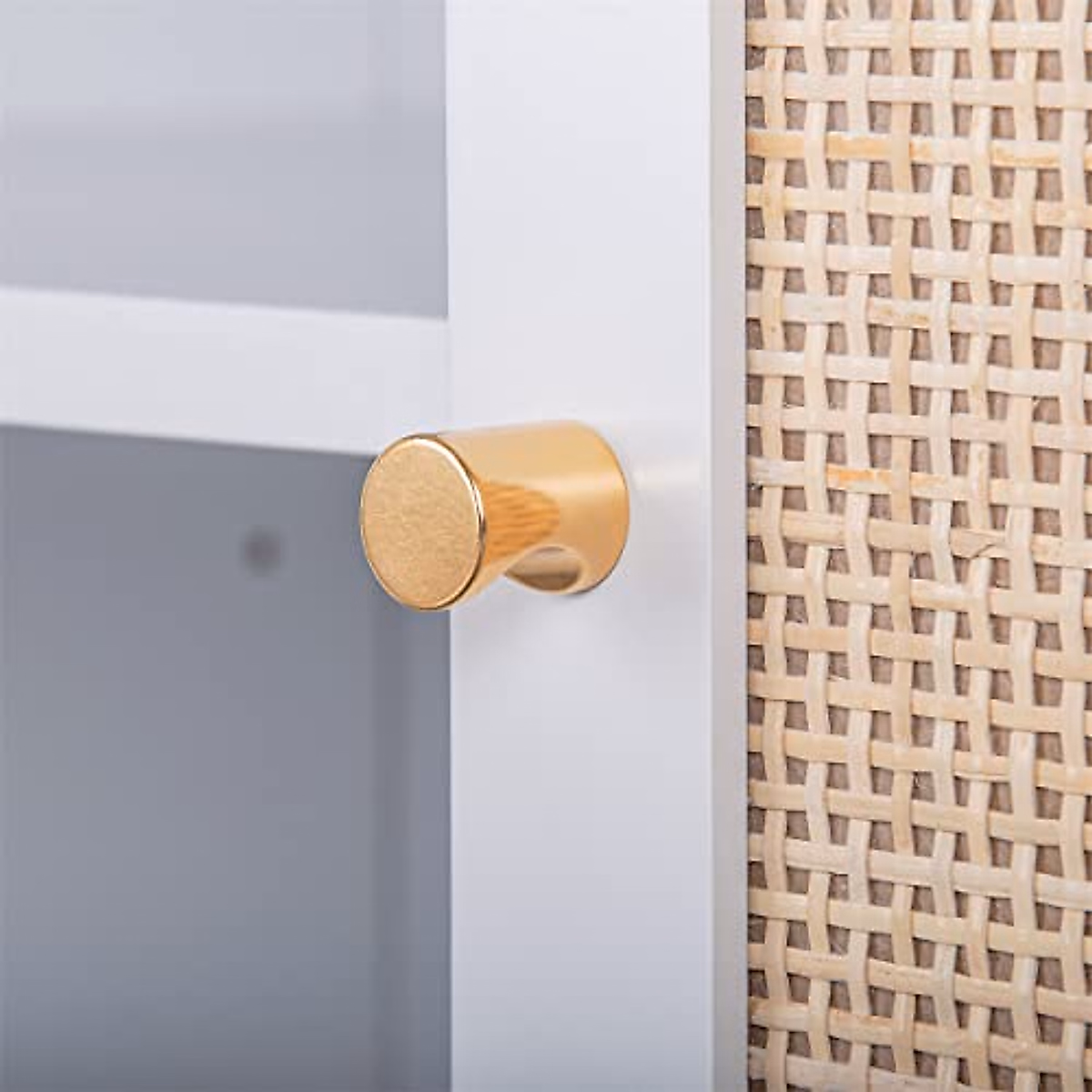 LKTART Mid-Century Natural Rattan Buffet Sideboard Storage Cabinet with 2 Doors 1 Adjustable Inner Shelf Storage Cabinet Console Table for Dining Room Bedroom Kitchen Hallway