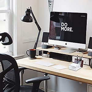 Ikee Design Acrylic Premium Desktop Office Supplies Organizer with Post It Note Pad Holder, Mail Storage and 3 Pencil Slots, Office Tool Storage Case, 3 7/8" W x 5 7/8" D x 3 1/2" H