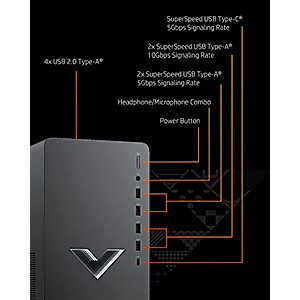 HP Victus 15L Gaming Desktop Computer, AMD Ryzen 5 5600G 6 cores(up to 4.4 GHz), AMD Radeon RX 6400, 32GB RAM,1TB PCIe NVMe SSD, Keyboard & Mouse, Windows 11 Home