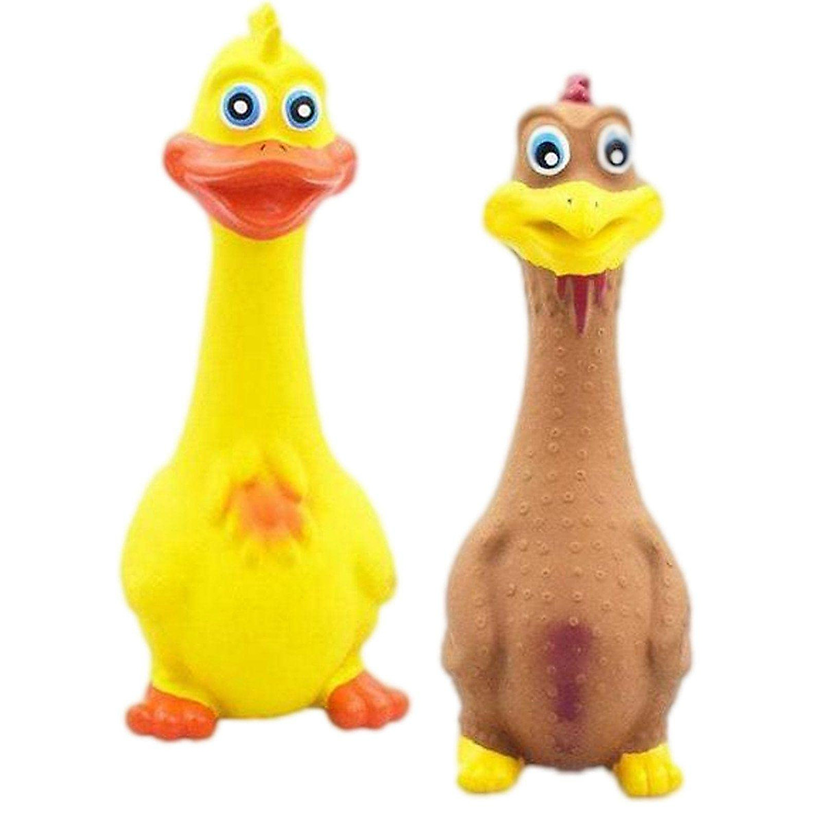 Gazechimp 2Pcs Shrilling Screaming Rubber Chicken Pet Dog Toy Squeaker Chew Gifts