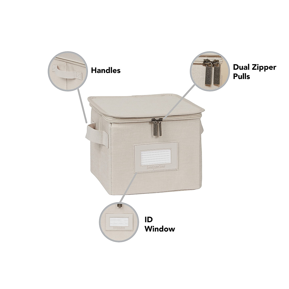Covermates Keepsakes - Zip-Top Storage Box - Heavy Duty Polyester- Reinforced Handles - Stackable Design - Indoor Storage-Beige Heather