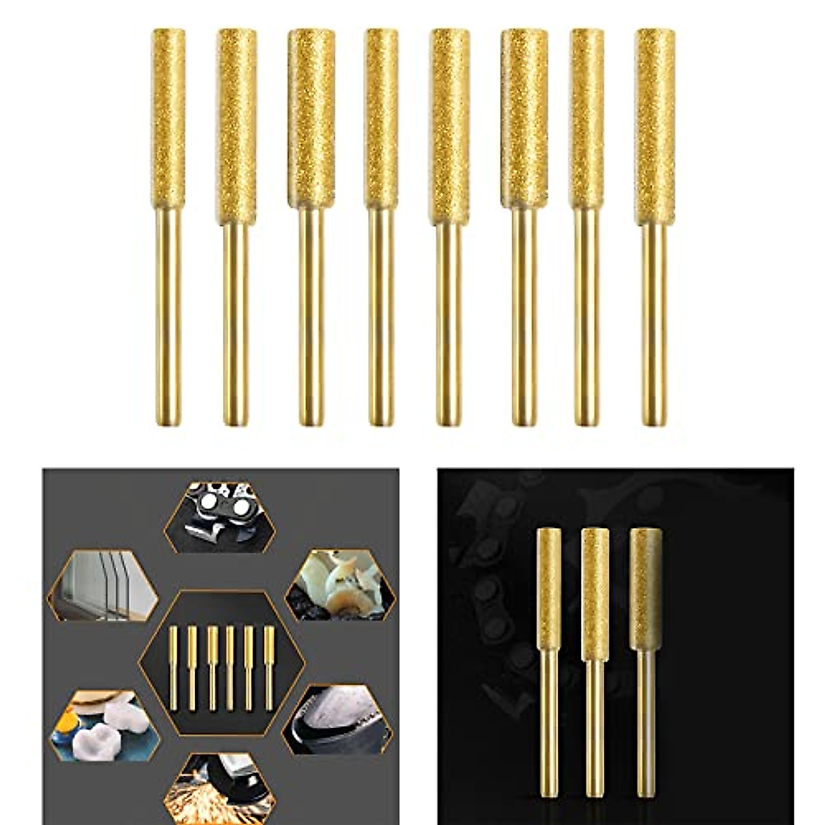 FENOHREFE for Polishing Metals Cylindrical Burr 4/4.8/5.5mm Chainsaw Stone File Chain Sharpening Tool Tools for Tile Drilll Kitchen Tool Attachment for Paint Removal Coated