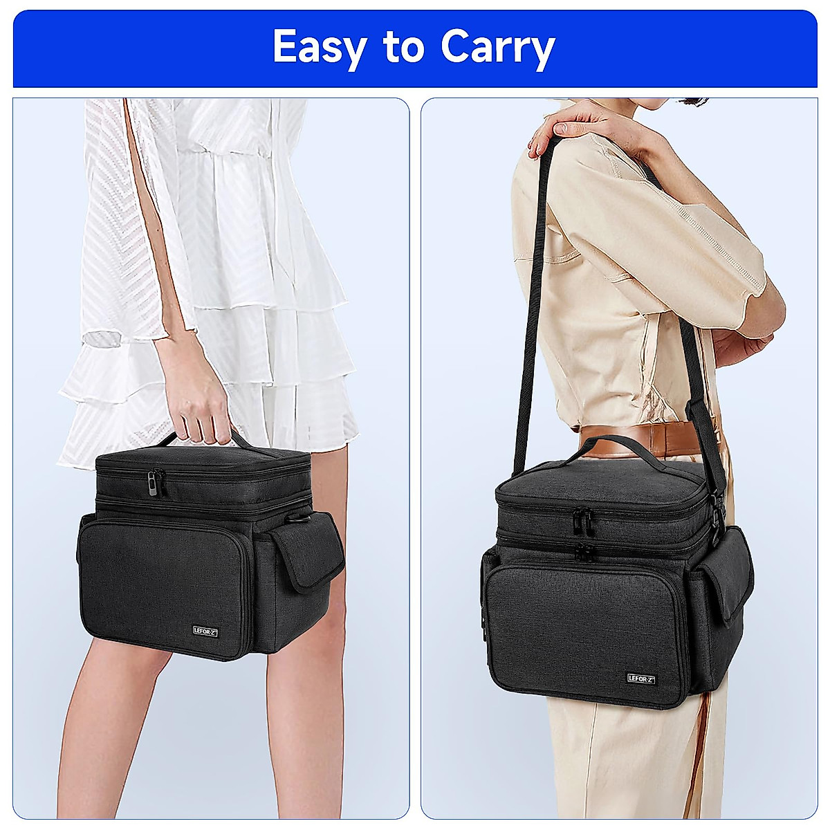 LEFOR·Z Sewing Supplies Organizer,Double-Layer Sewing Accessories Storage Bag,Protable Travel Sewing Box Sewing Basket for Sewing Tools,Black(Bag Only)