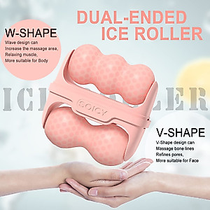 Ice Roller for Face and Eyes - Facial Skin Care Tools with 2 in 1 Face Roller and Travel Case, Self Care Gift for Men Women (Pink)