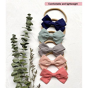 Cherssy Baby Girl Headbands and Hair Bows, 10pcs Stretchy Nylon Hairbands for Newborn, Infant, Toddlers