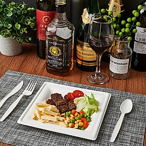 ECOLipak 120 Pack Compostable Paper Plates, 10 inch and 8 inch Heavy Duty Disposable Square Plates, Eco friendly Sugarcane Biodegradable Plates for Party Dinner Birthday