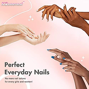 KQueenest Extra Long Press on Nails Solid Color Square Acrylic Fake Nails Full Cover Nude False Nails for Women and Girls Daily Wear 24PCS matte long