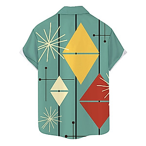 QIVICIMA Men's Retro Bowling Shirts 50s Rockabilly Style Button Down Shirts Cuban Style Camp Shirt A7-Retro2 XL