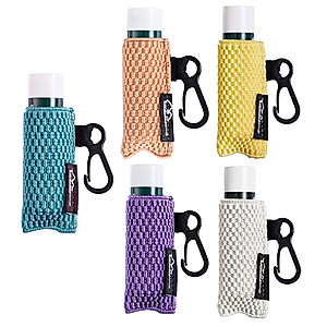 WKieason Lip Balm Sleeves Holder Keychain 5pcs Clip on Chapstick Keychain Holder Pouch Tight-Knit Elastic Lipstick Key Chain Holder