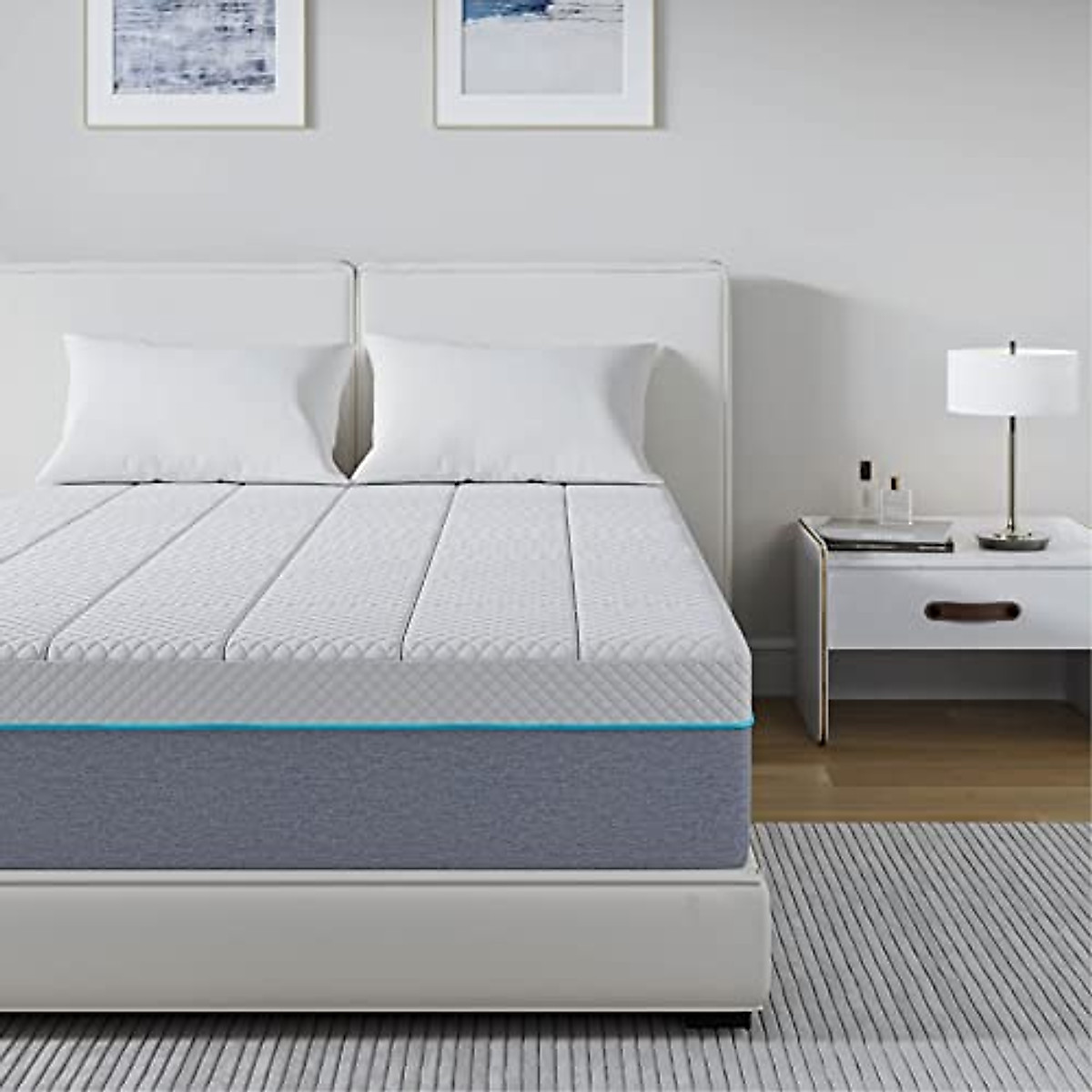 14 Inch King Cooling Mattress, Cooling Gel Memory Foam Mattress in a Box, CertiPUR-US Certified Made in USA, Medium Double Firm Mattress for Pressure Relief, White