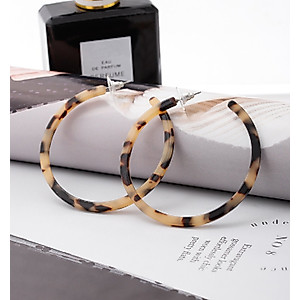 PHALIN Acrylic Hoop Earrings Tortoiseshell Acrylic Earrings Geometric Resin Earring Studs for Women (A Leopard)