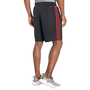 adidas Men's Essentials Pique 3-Stripes Training Shorts, Black/Better Scarlet, X-Large