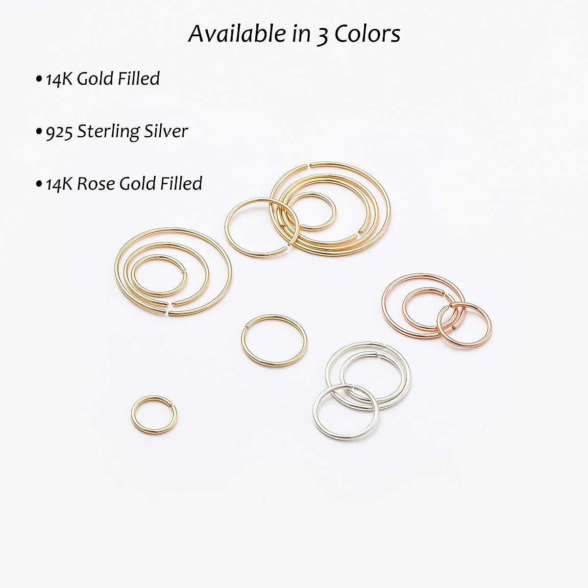 Small Cartilage Hoop Earrings for Women/Men, Thin Piercing Hoop Ring for Helix, Tragus, Conch, Nose (1 Pair 7mm,22g,14K Gold Filled)