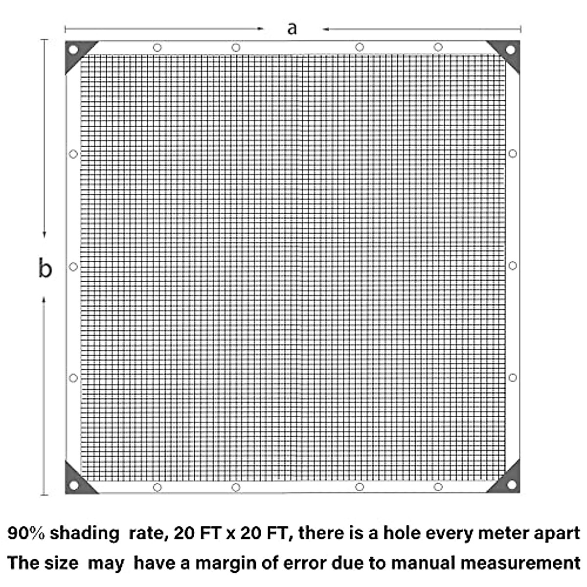 winemana 90% Shade Cloth, Dog Kennel Shade Cover, 20 x 20 FT Sturdy Durable Sunblock Shade Mesh Tarp with Grommets for Patio Plants Greenhouse Chicken Coop Porch