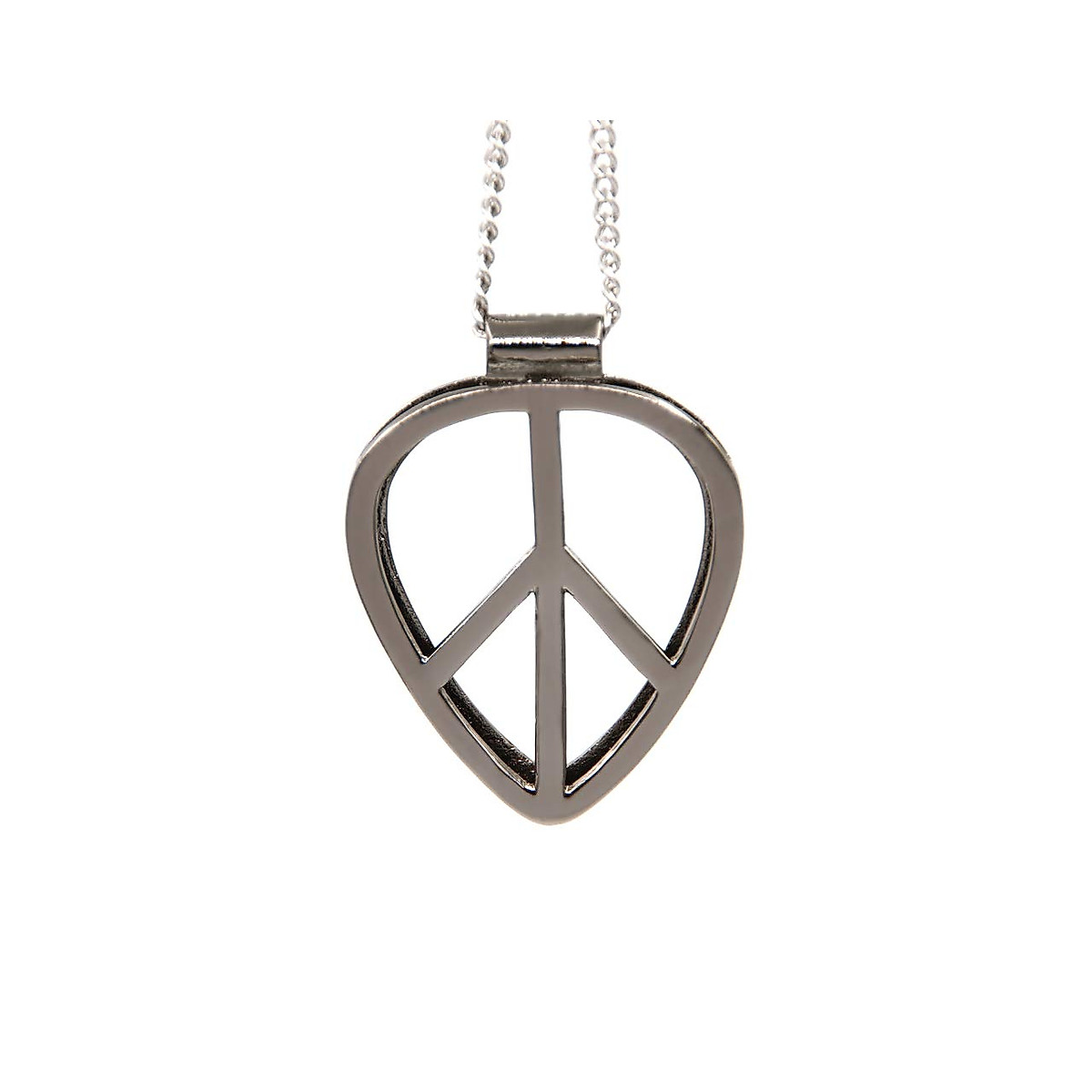 PICKRING Peace shape Guitar Pick Holder Necklace/Guitar Picks Keeper Storage Pendant Necklace Musicians Gifts (Metal Black)