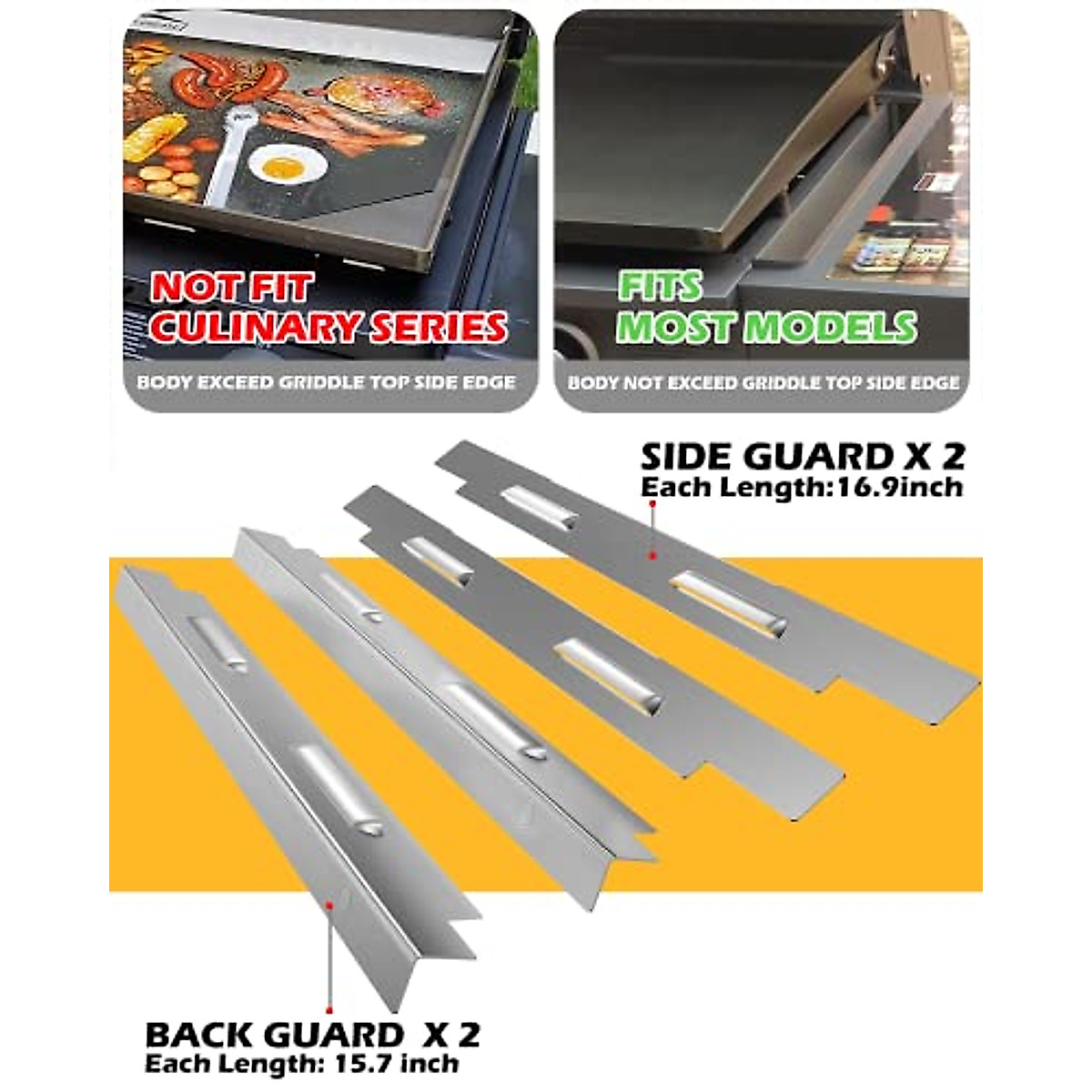 Wind Guards for Blackstone 36 Inch Griddle, Blackstone Griddle Accessories, Stainless Steel Magnetic Wind Screen, Compatible with Rear Grease Cup, Hood and Side Shelf, Gas Saving